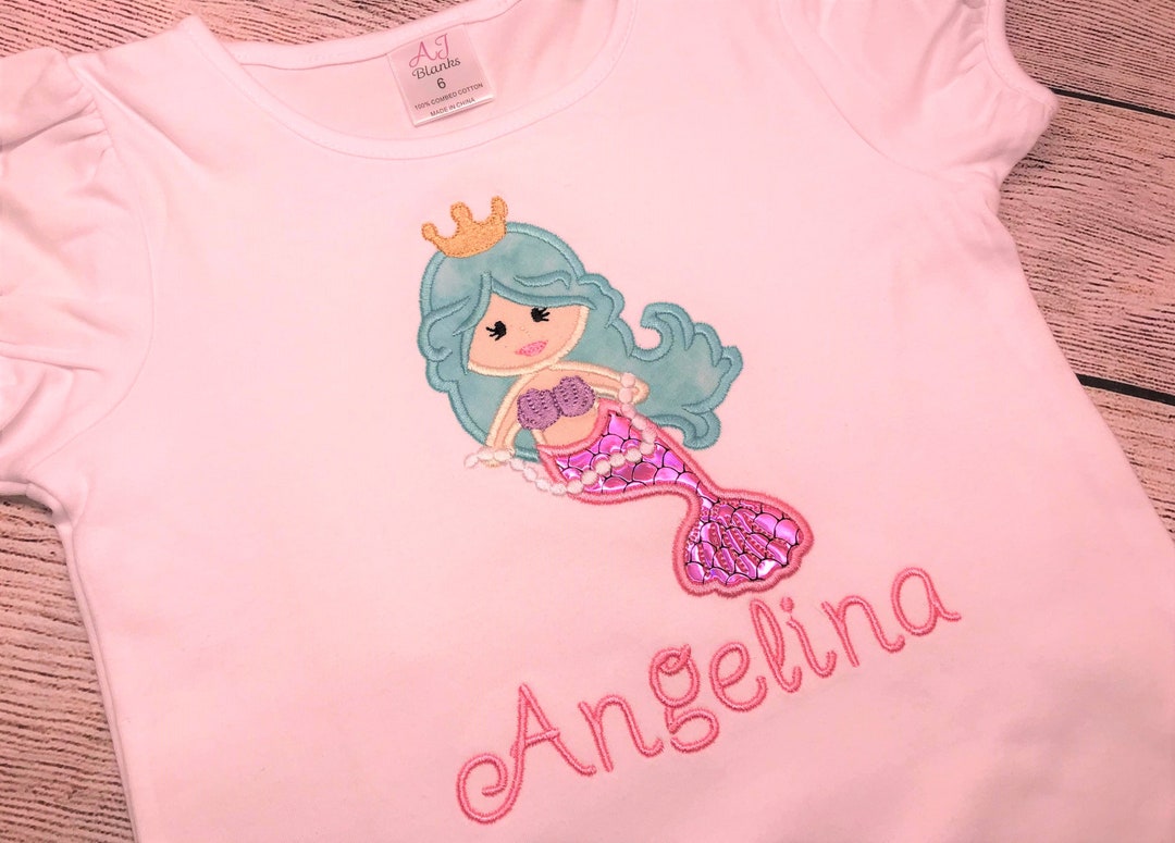 Mermaid Personalized Shirt, Girls Mermaid Shirt, Girls Summer Shirt ...
