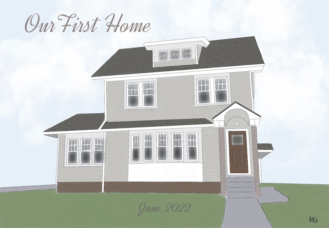 Our Frist Home, House Drawing - Etsy