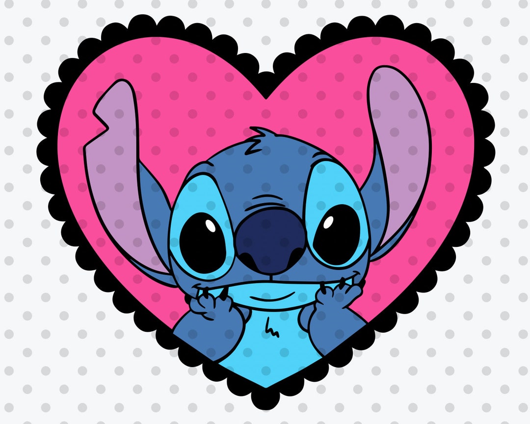 Stitch in Love Svg, Stitch Valentines Day, Valentines Day Svg, Hearts ...