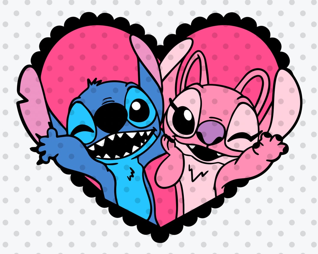 Couple Svg, Angel Svg, Stitch in Love Svg, Stitch Valentines Day ...