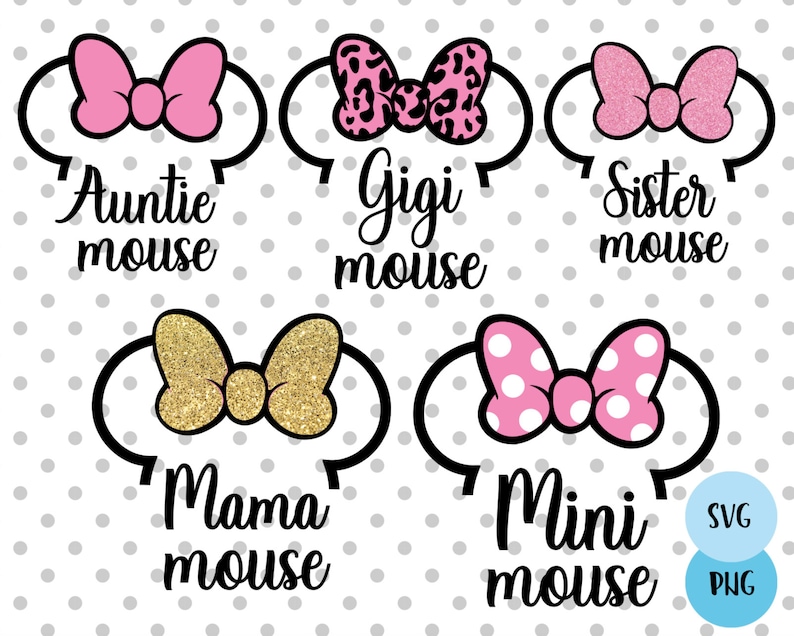 Girls Trip Mouse SVG Bundle, Mouse Head SVG, Mouse Bow Svg, Family Trip ...