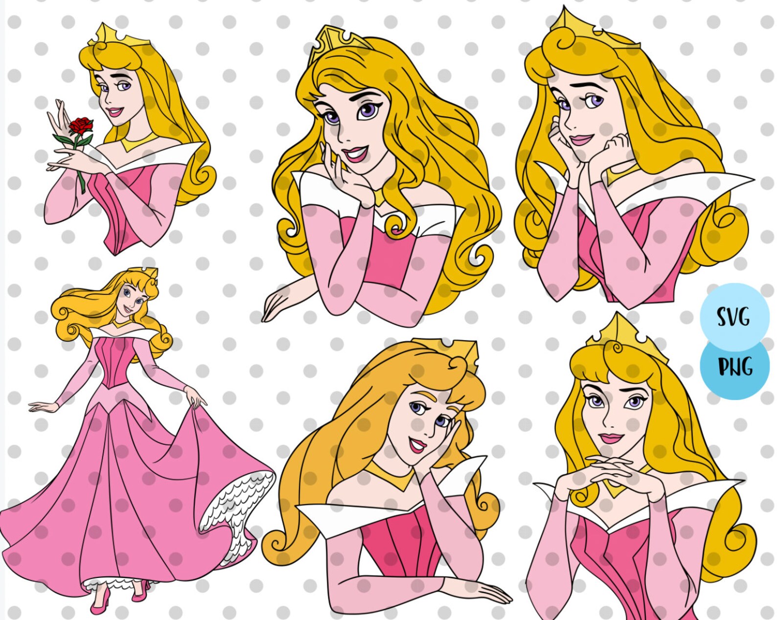 6 Princess SVG Bundle Aurora Svg Sleeping Princess Svg - Etsy