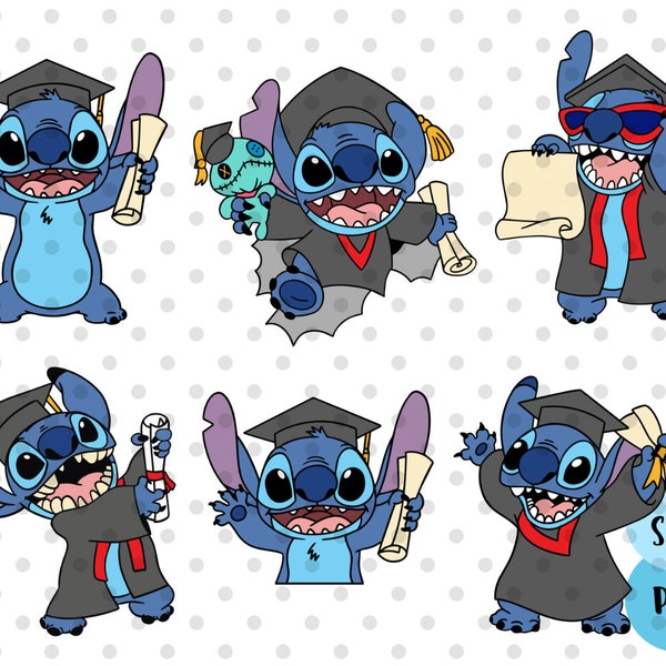 Stitch Graduation Svg - Etsy
