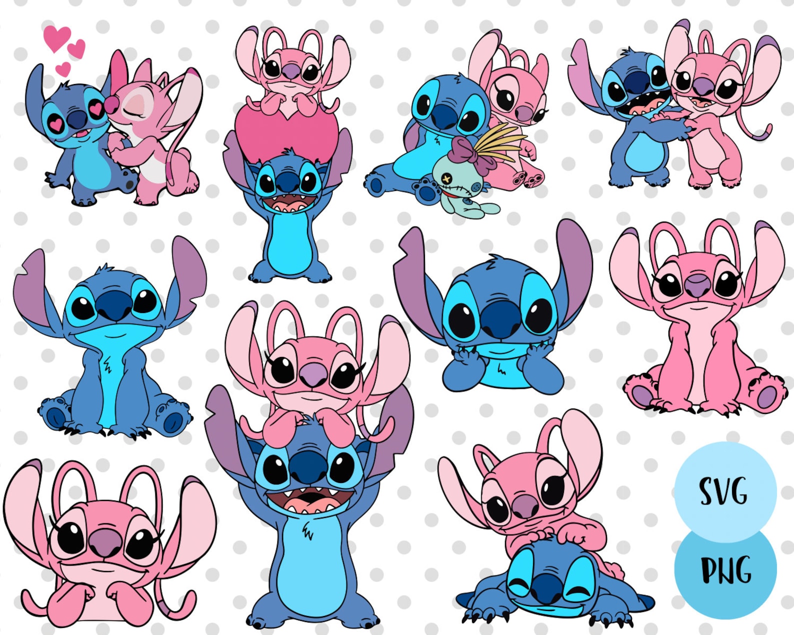 Stitch & Angel SVG Bundle, Stitch Couple Svg, Stitch Love Svg, Angel ...