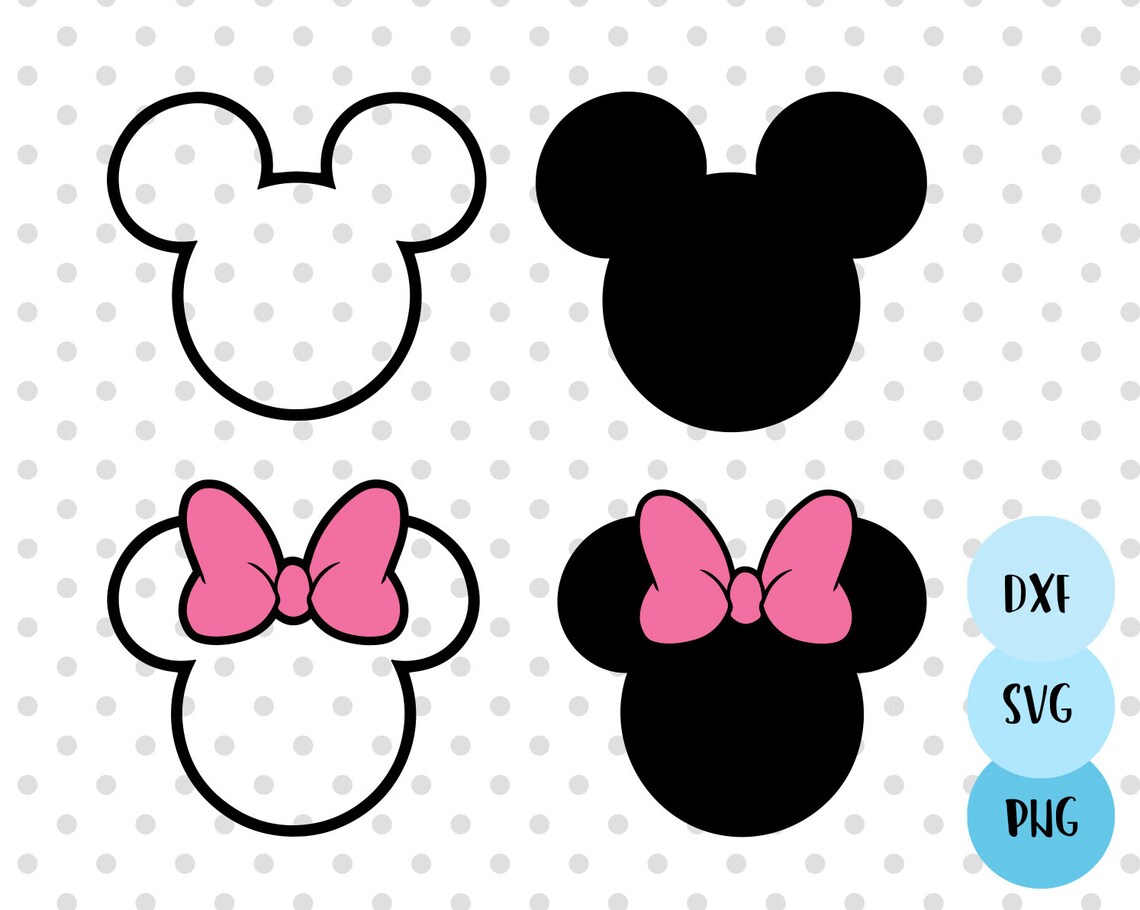 4pcs Mouse Head SVG Mouse Head Silhouette Mouse Bow Svg - Etsy