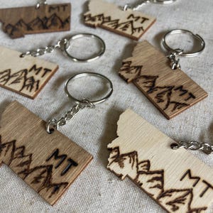 Western Keychain, Montana Souvenir, Custom Wood Burning Key Chain ...