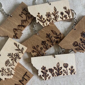 Western Keychain, Montana Souvenir, Custom Wood Burning Key Chain ...