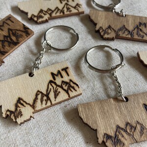 Western Keychain, Montana Souvenir, Custom Wood Burning Key Chain ...
