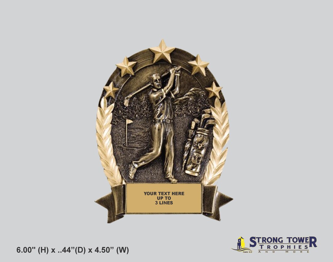 Golf Five Star Male Resin - With Laser Engraved Plate - ROP5511 - Etsy