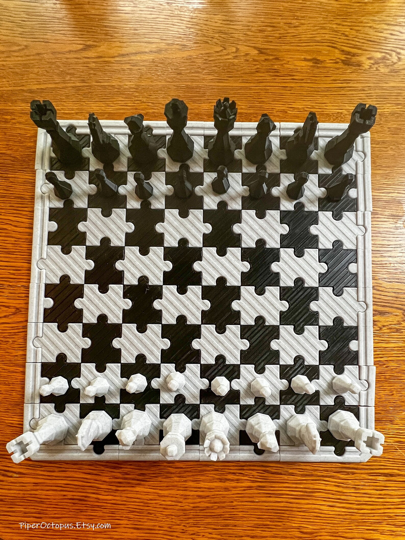 Puzzle Piece Chess Board & Chess Set - Etsy