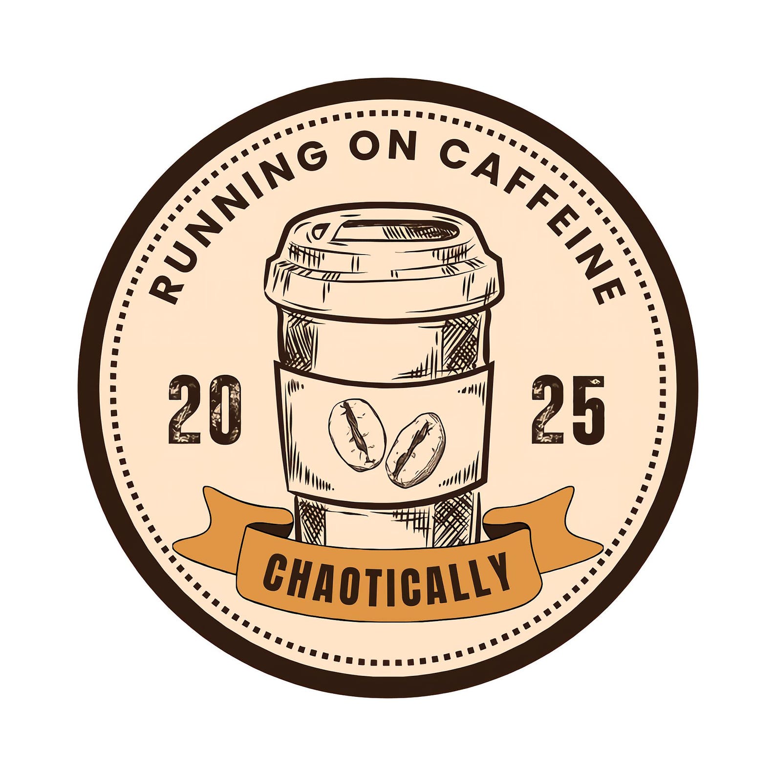 Running on Caffeine Chaotically Sticker - Funny Coffee Lover Gift - 3. ...