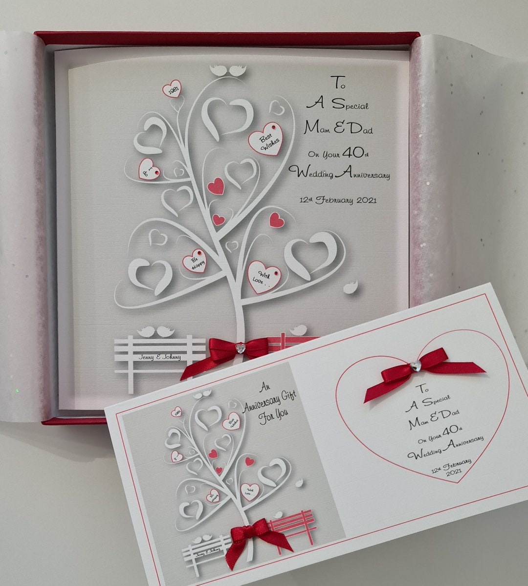 Personalised 40th Ruby Anniversary Card Mum and Dad Mam Auntie Uncle ...
