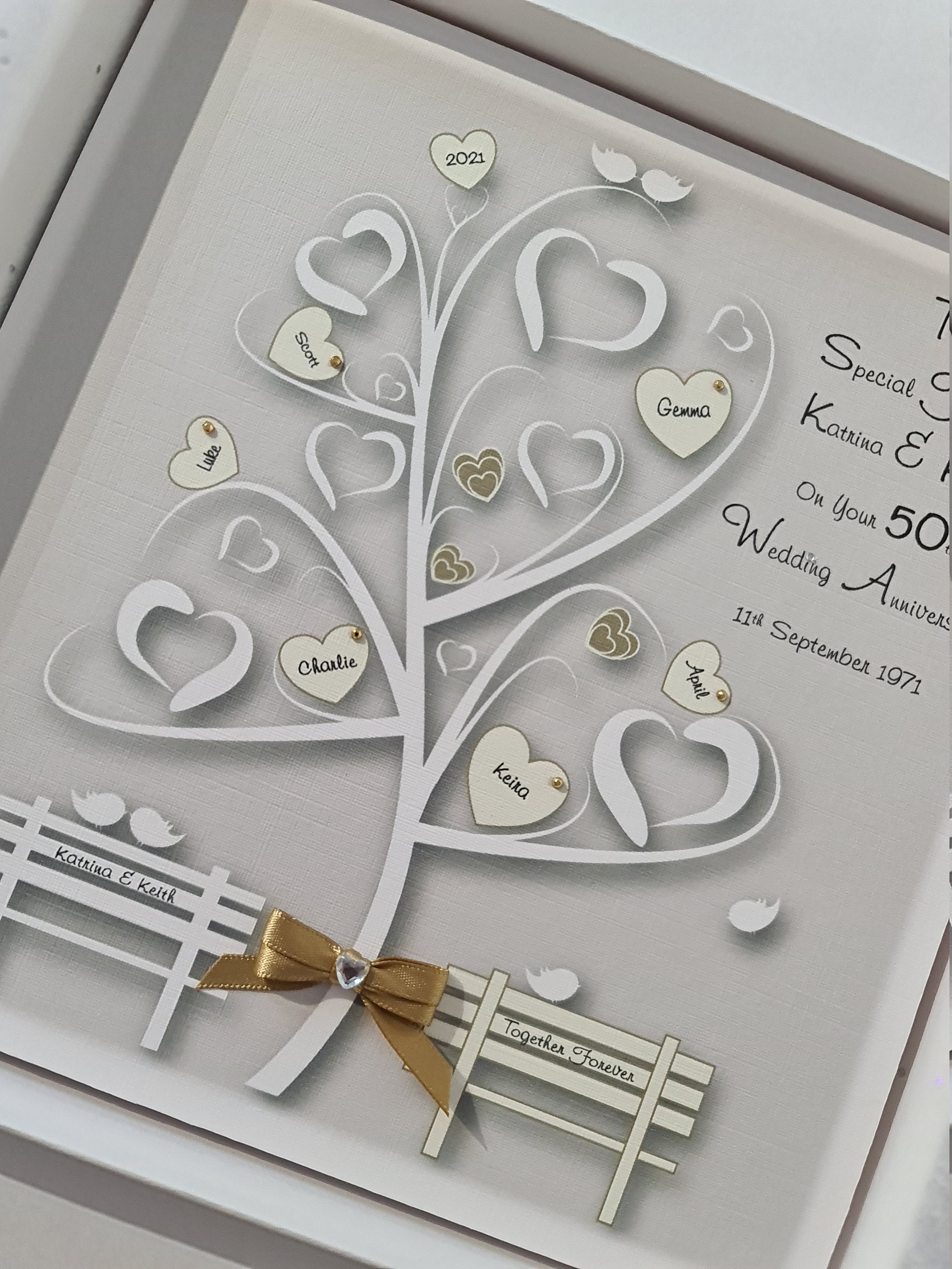 Personalised Family Tree 50th Golden Anniversary Card Special | Etsy