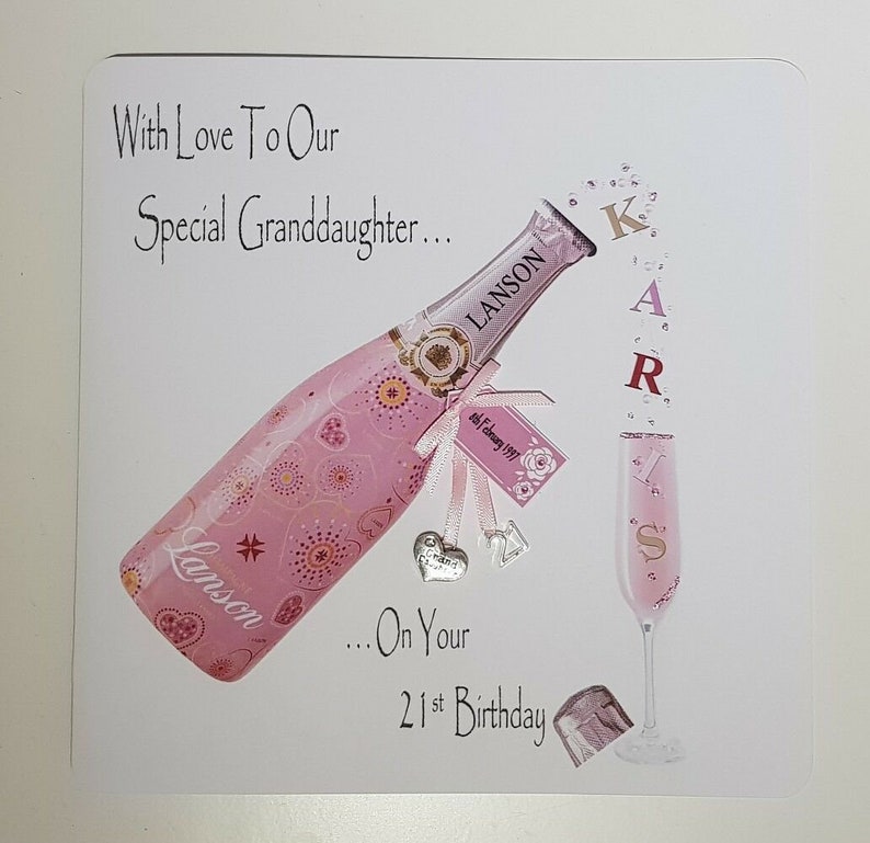 Personalised 21st Birthday Card Granddaughter Pink Champagne Etsy Uk