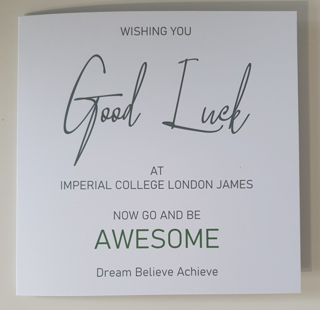 Personalised Good Luck Card University College New School - Etsy