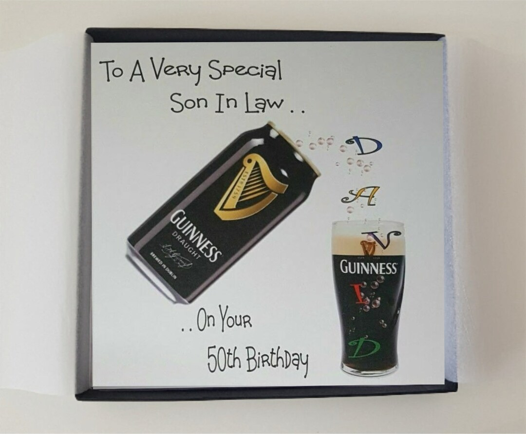 Personalised 50th Guinness Birthday Card Son in Law Husband Dad Brother ...