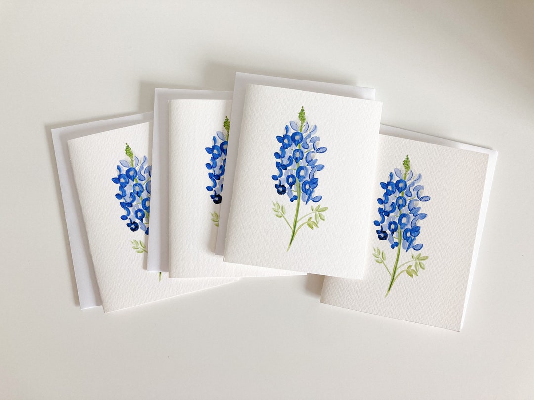 Handcrafted Bluebonnet Beauty: Set of Handmade Floral Greeting Cards - Etsy