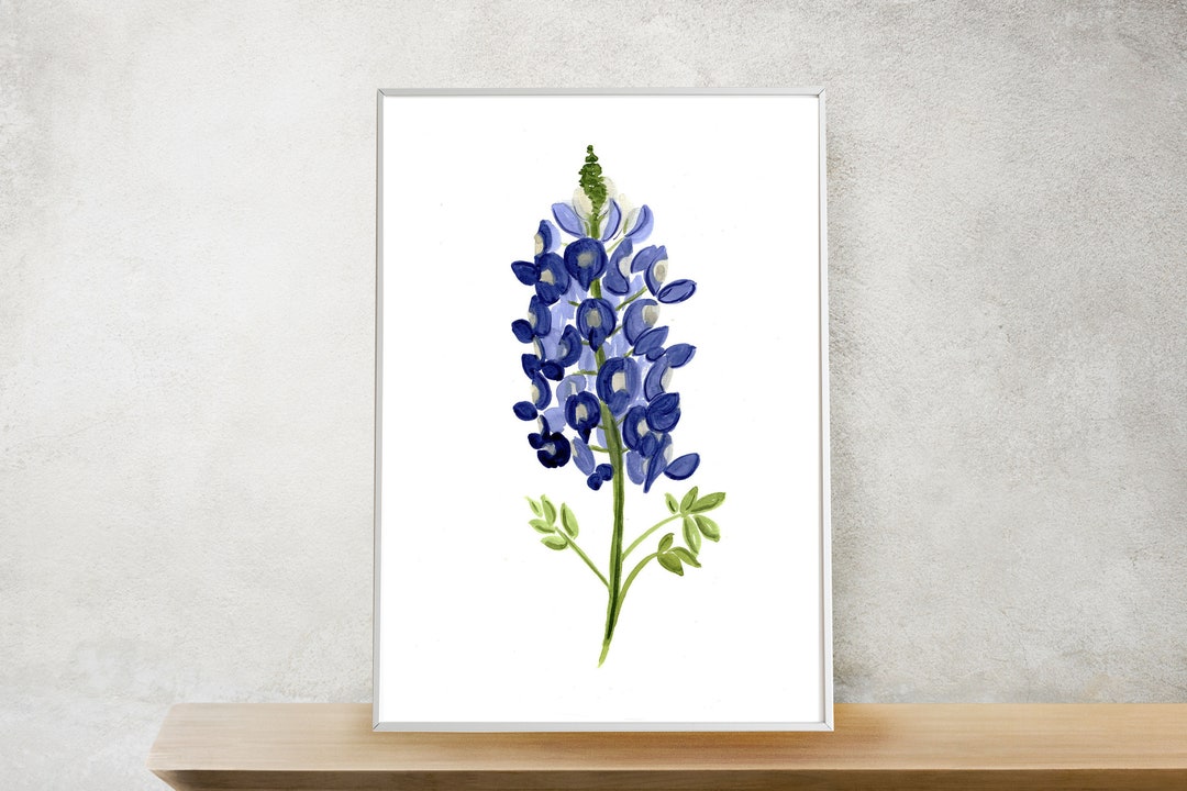 Texas Bluebonnet Watercolor Print: Wildflower Artwork - Etsy
