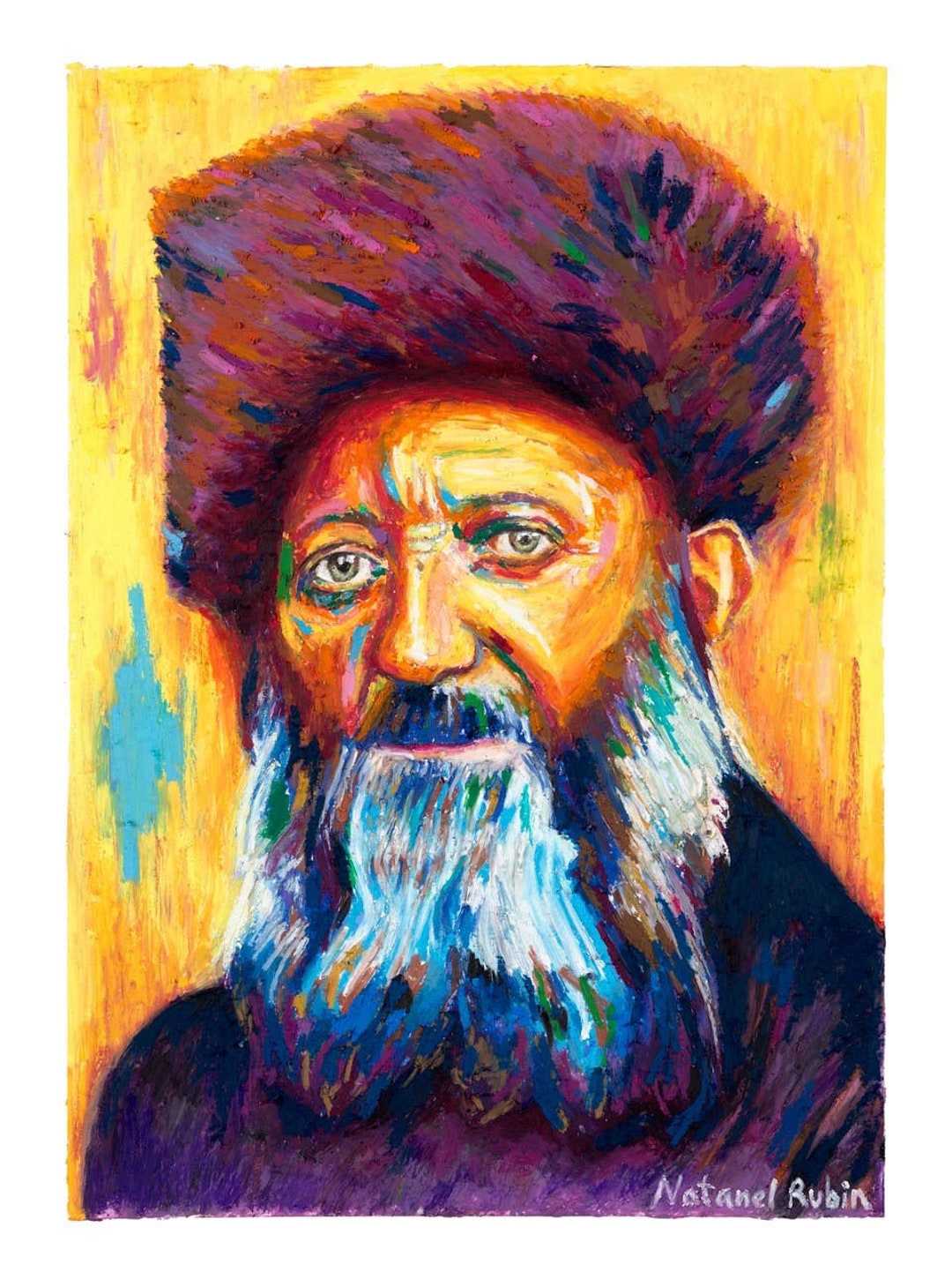 Unique Colourful Oil Pastel Portrait of Rav Kook ~ Contemporary Jewish ...