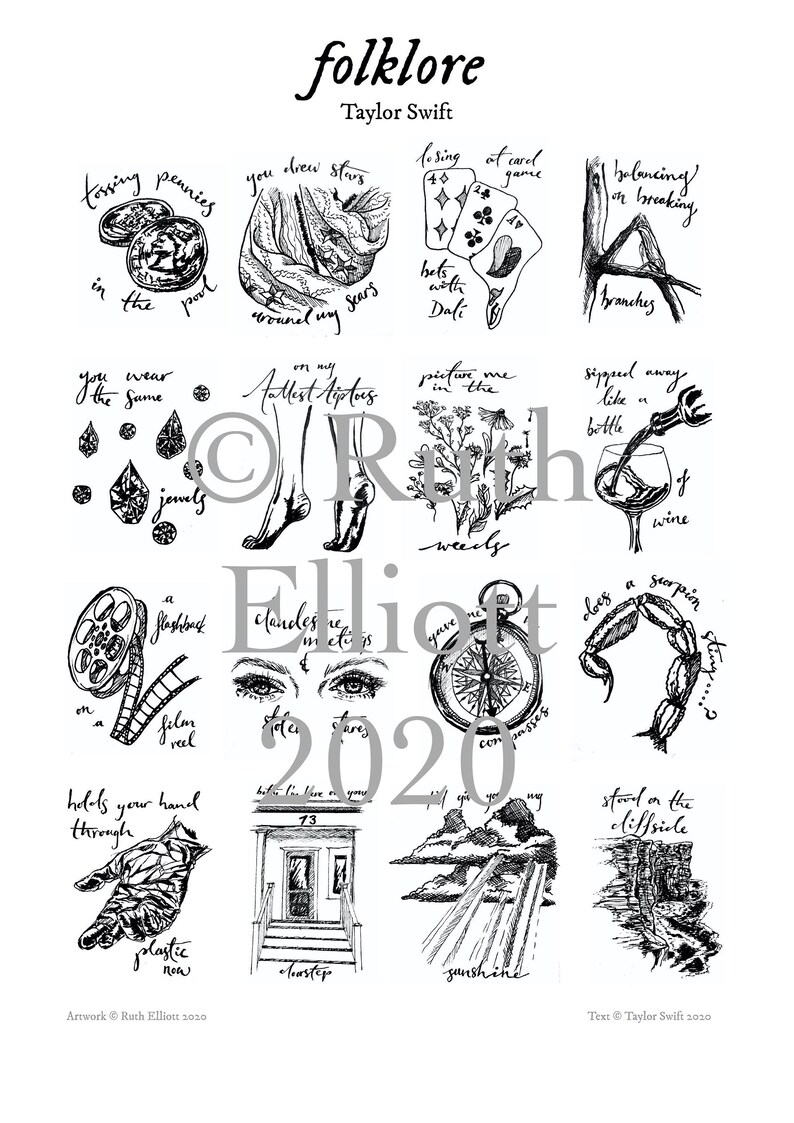 Taylor Swift Folklore Tracklist Print / Merchandise / Fanart - Etsy