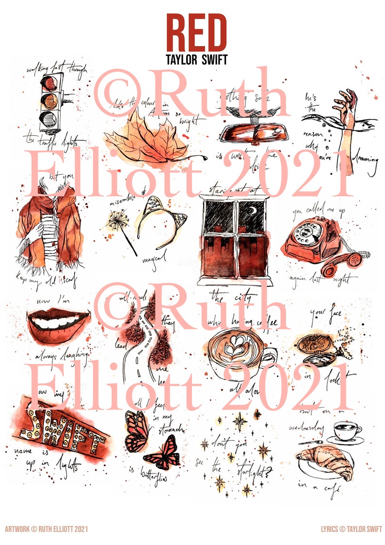 Taylor Swift RED Tracklist Print / Merchandise / Fanart - Etsy UK