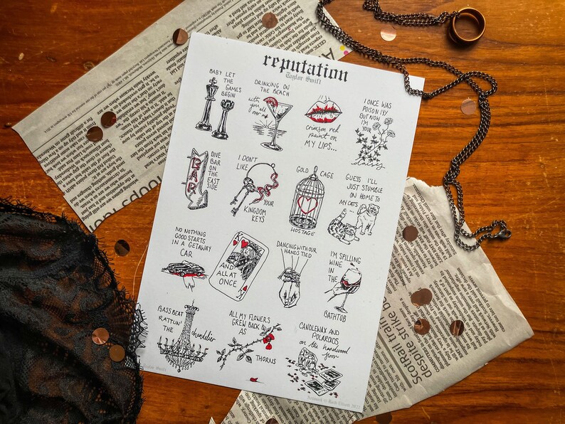 Taylor Swift Reputation Tracklist Print / Merchandise / Fanart - Etsy UK
