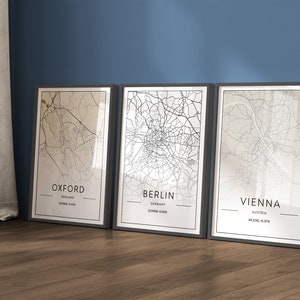 Set of 3 Personalised Maps, City Map Prints, Country Map Print, Custom ...