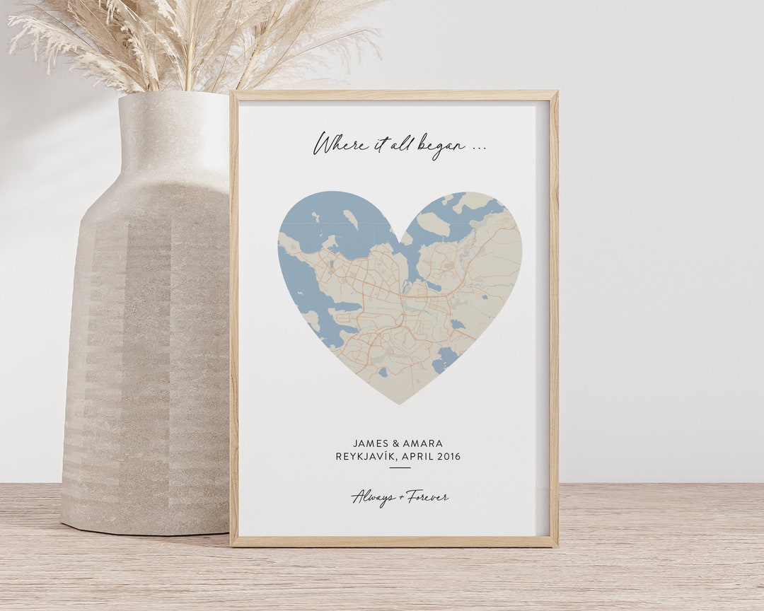 Personalised Anniversary Map Gift, City Map Print, Country Map Print ...