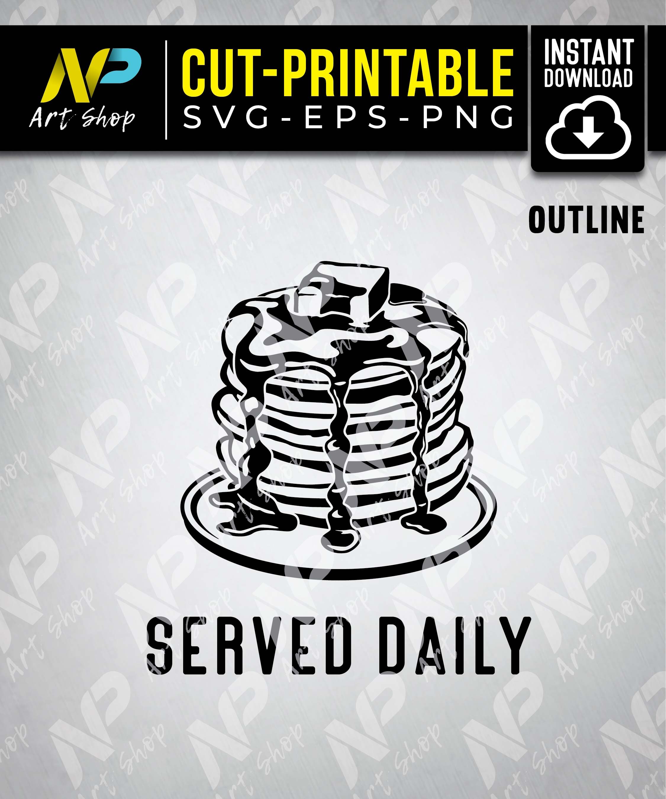 Pancake Svg SERVED DAILY Time for Pancakes Cute Pancake - Etsy