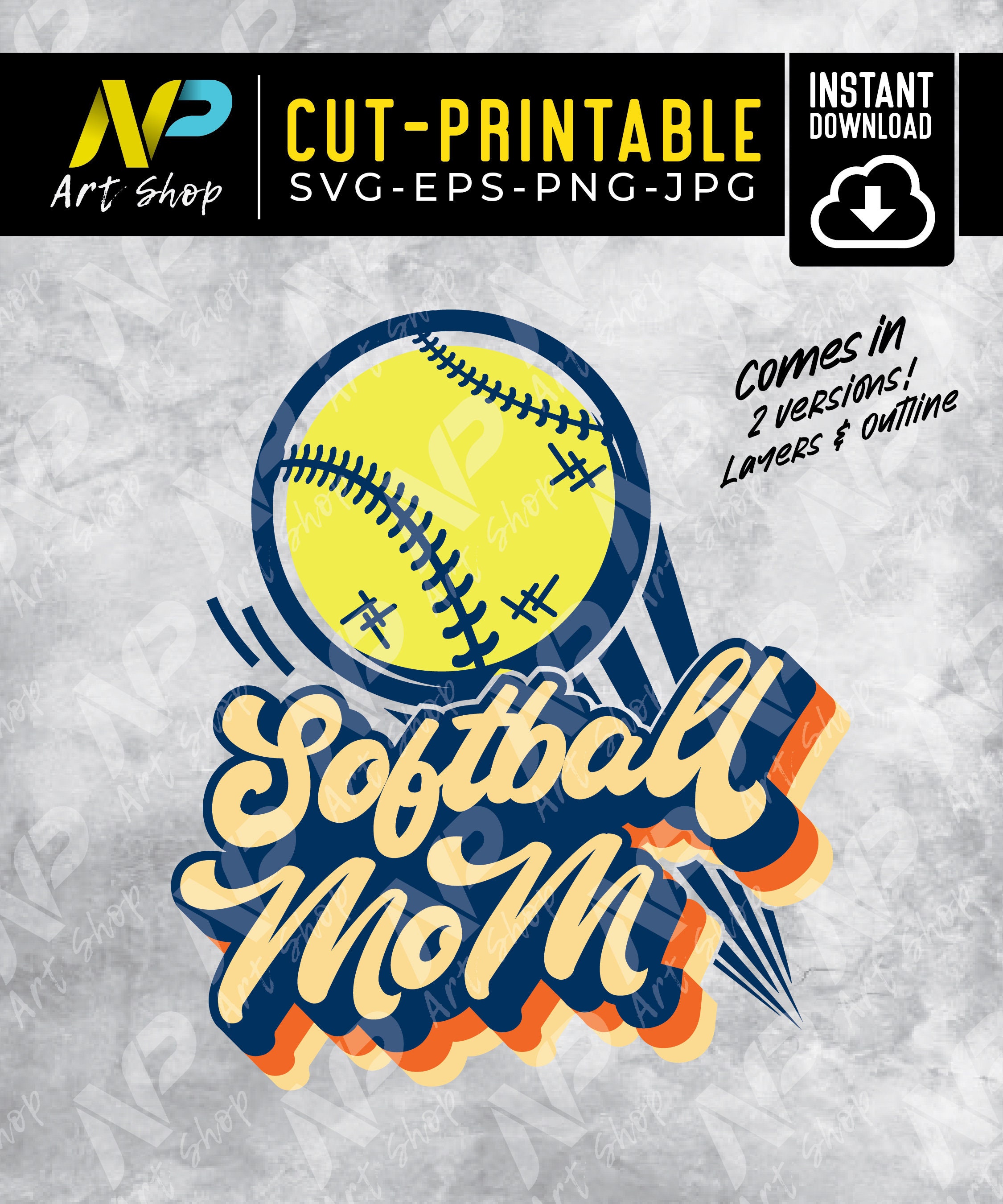 Softball Svg Retro Softball Mom Svg File For Cut Printable Etsy