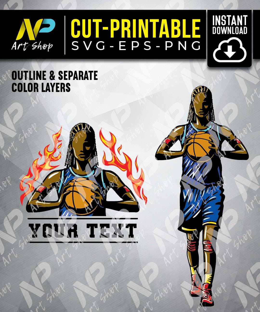 Volleyball Girl With Dreadlocks SVG: Laser Cut Stencil (digital ...