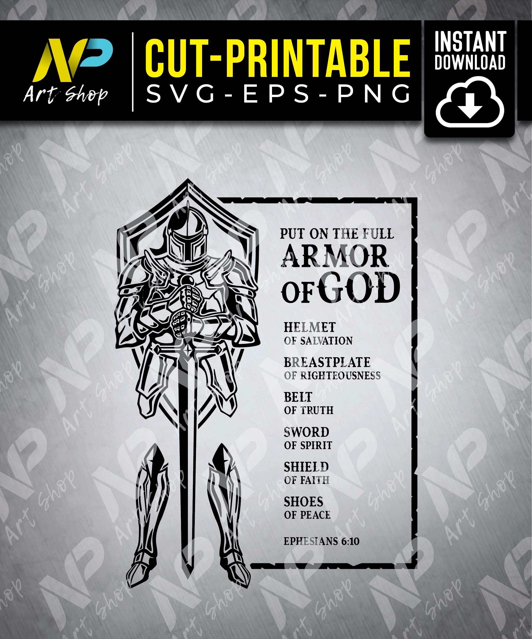 Put on the Full Armor of God Svg Ephesians Knight Svg Armor - Etsy Finland