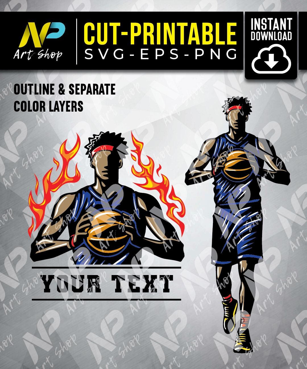 Dreadlock Basketball Player SVG: Separate Color Layers, DIY Text ...