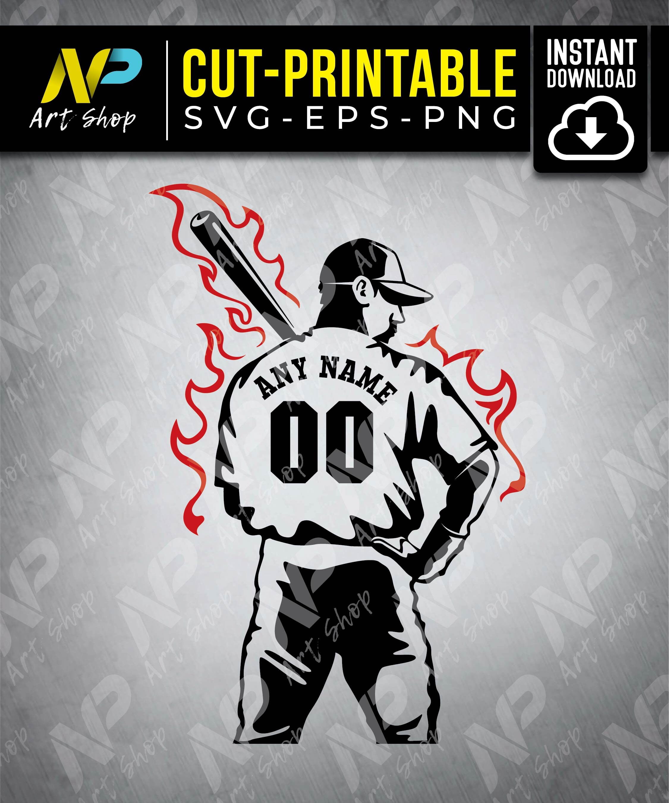 Baseball Svg baseball Fire Baseball Player Diy Your Name - Etsy