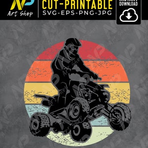 4 Wheeler SVG , 4 Wheeler Retro Svg, ATV Svg, Stickers, Cricut, Vector ...