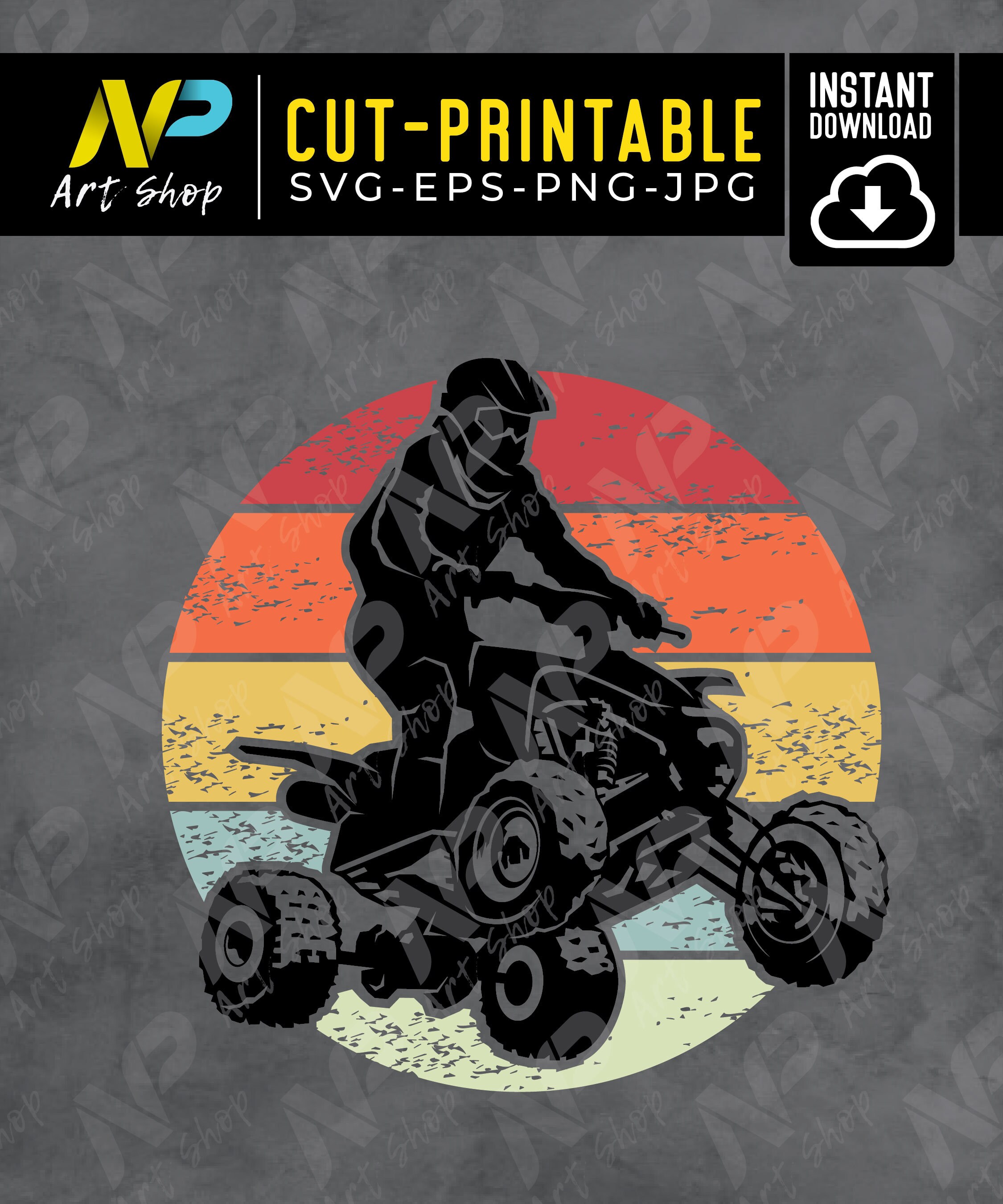 4 Wheeler SVG 4 Wheeler Retro svg ATV svg Pegatinas | Etsy España