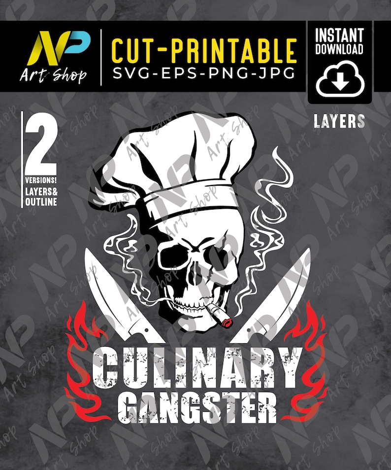 Culinary Gangster SVG Skull Culinary Gangster SVG Chef SVG - Etsy