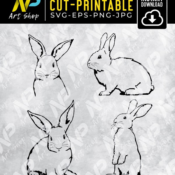 Rabbit Svg - Etsy