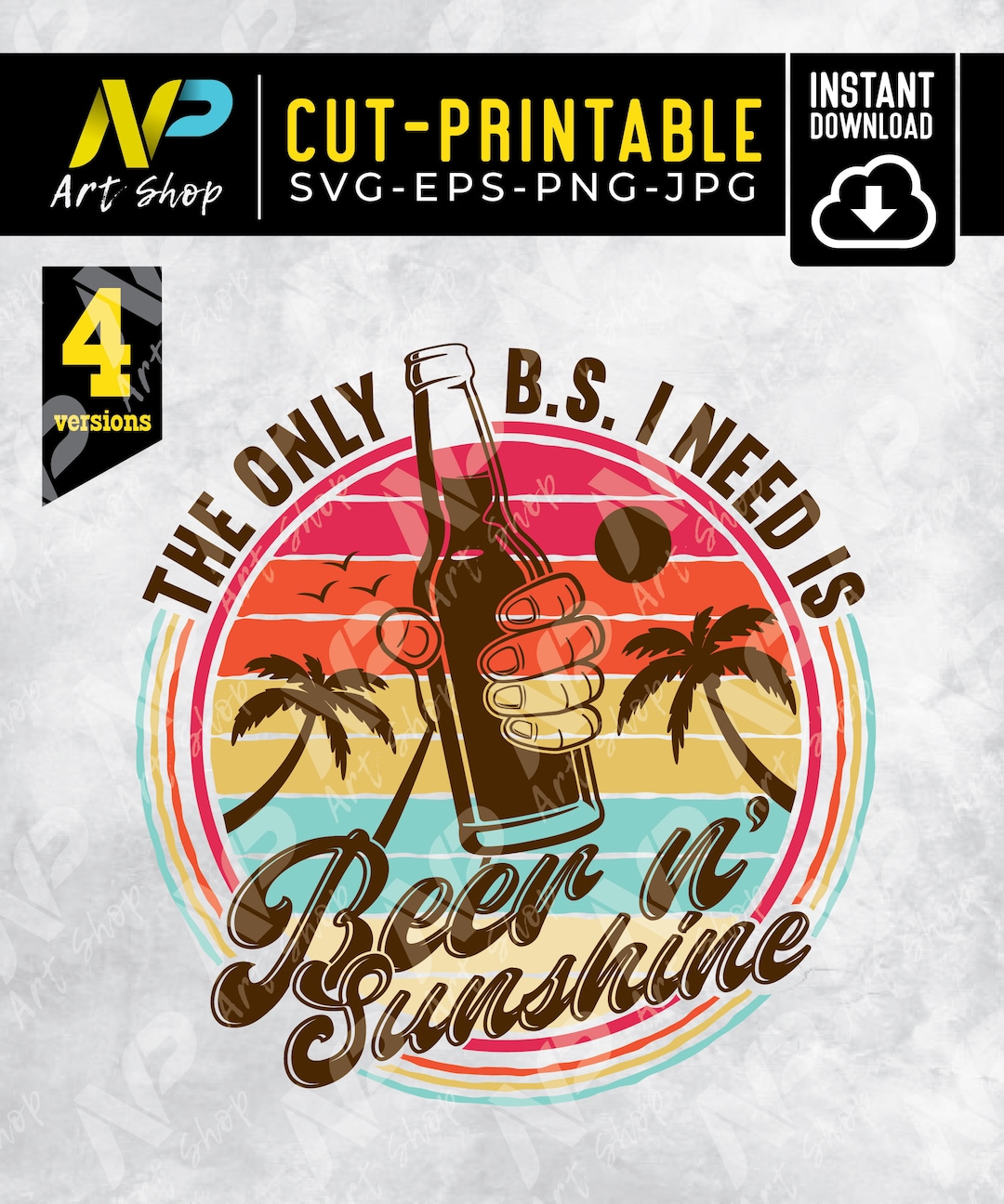 Beer and Sunshine SVG: Summer T-shirt Design (digital Download) - Etsy