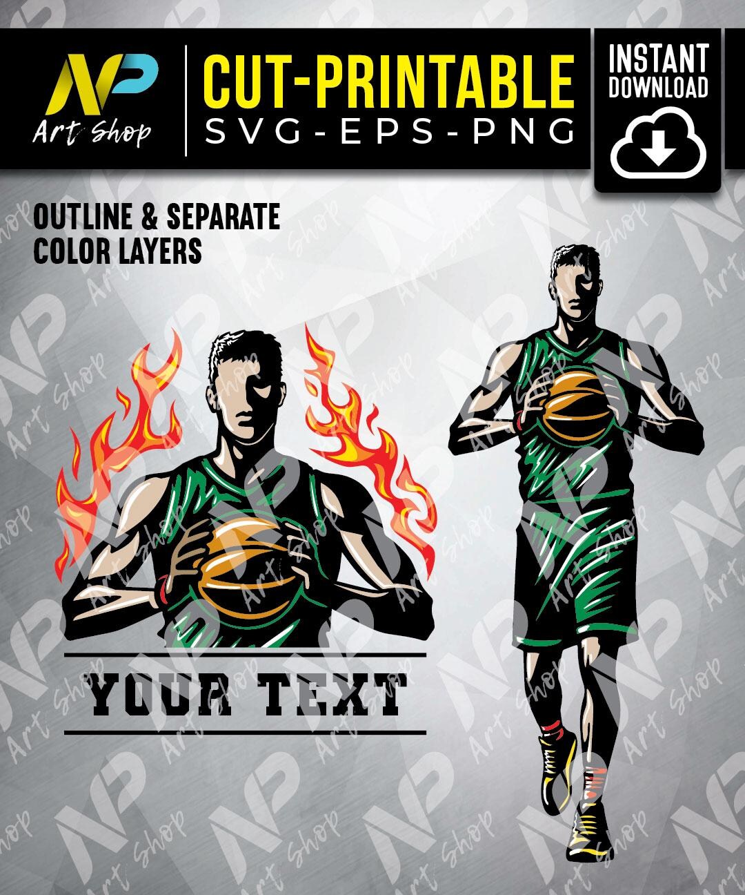 Basketball Player SVG: Customizable Text, Cricut Cut File (digital ...