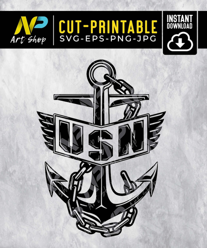US Navy Anchor Logo Svg Ancho and Chain Svg US Navy Military - Etsy