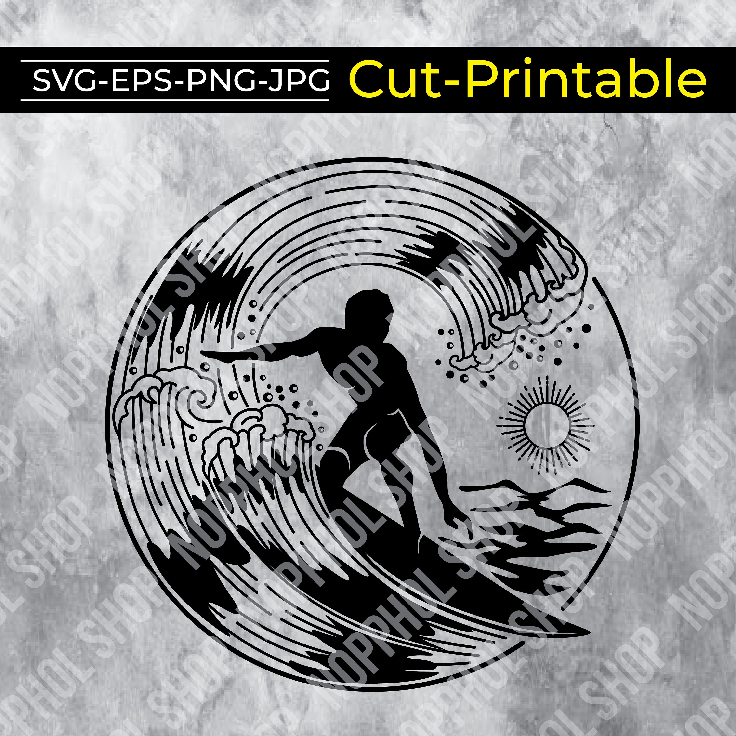 SURFER SVG Surfer and big wave surfer silhouette | Etsy