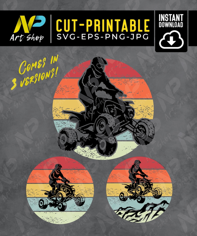4 Wheeler SVG 4 Wheeler Retro Svg ATV Svg Stickers | Etsy