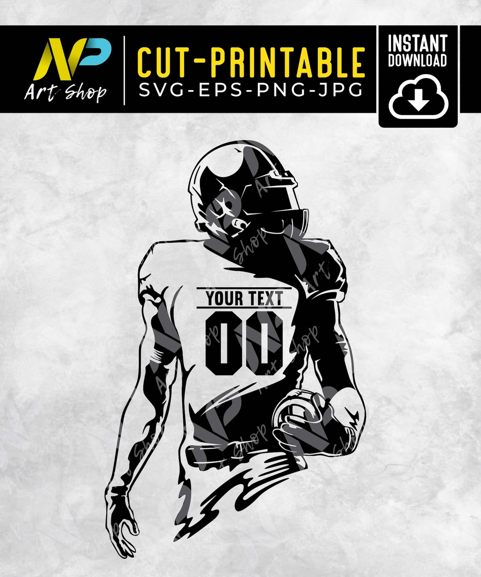 Football Player SVG: Customizable Team Design (digital Download) - Etsy ...