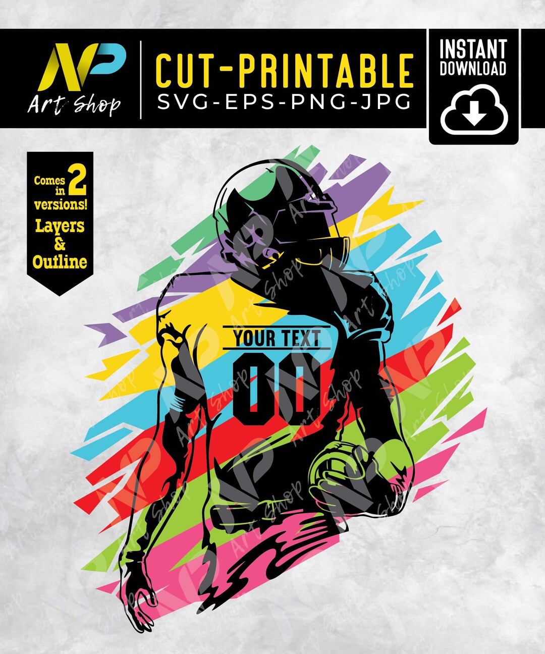 Football Player SVG: Customizable Team Design (digital Download) - Etsy