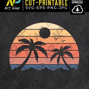 Sunset Bundle SVG, Retro Sunset, Summer Sun, Beach Sunshine, Ocean ...