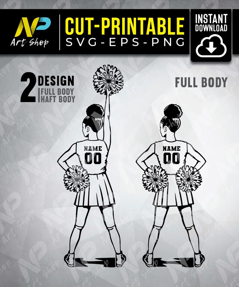 Cheerleading Girl Afro Puff Ponytail Svg School Cheerleader - Etsy
