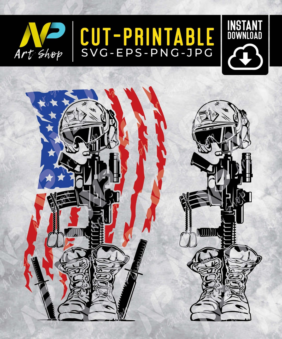 Battle Cross SVG: Fallen Soldier Design (digital Download) - Etsy