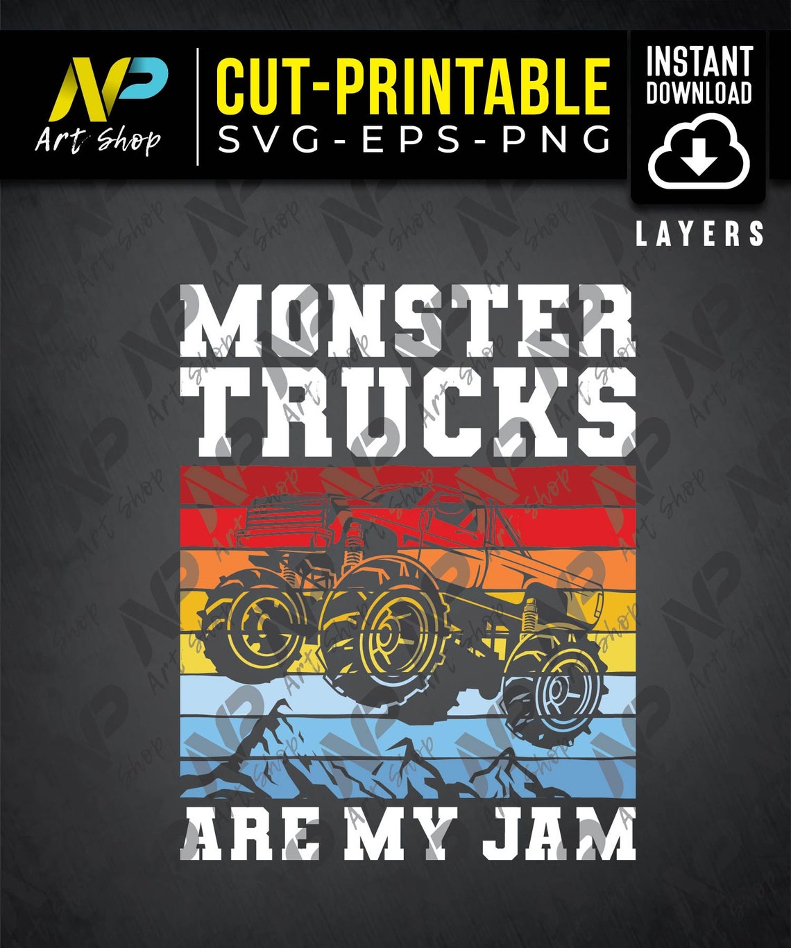 Monster Trucks Svg Vintage Monster Truck Are My Jam Retro - Etsy
