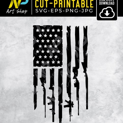 American Gun Flag Svg Rifle Flag Svg Guns Svg 2nd Amendment | Etsy